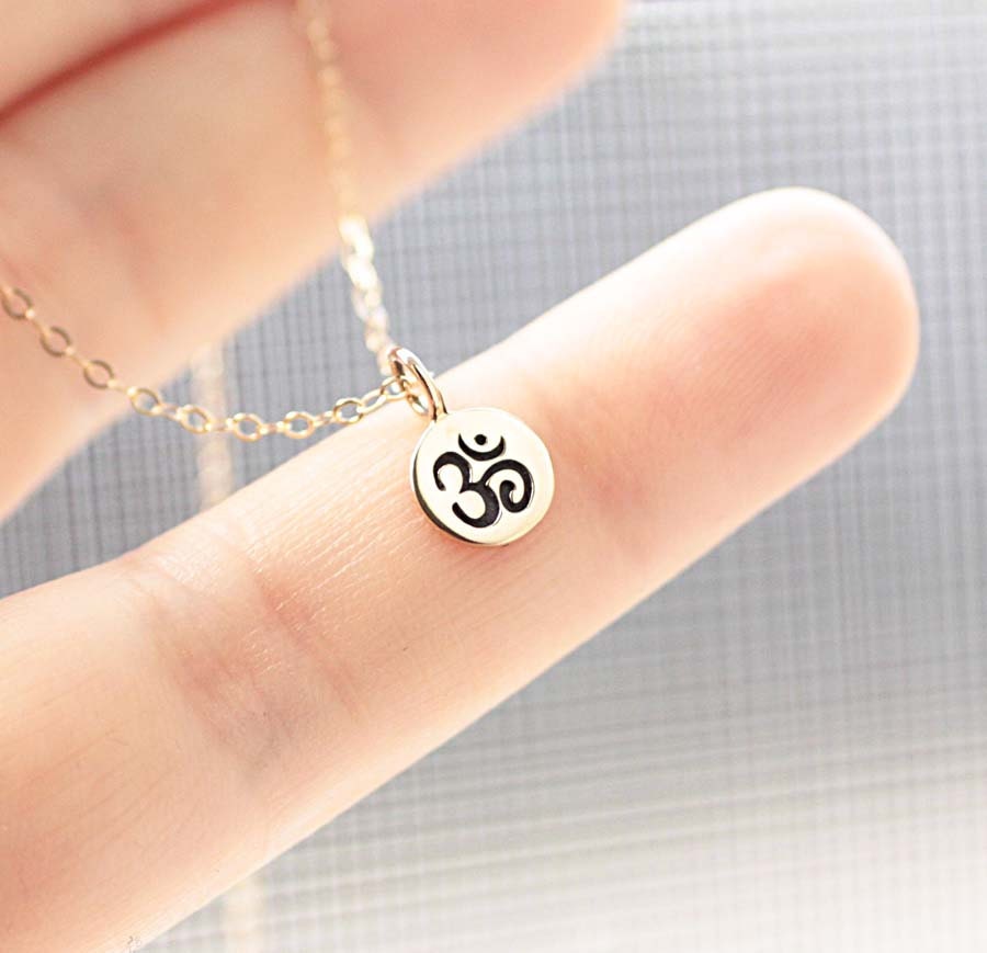 Ohm Necklace Tiny Om Charm Gold Filled Necklace Spiritual | Etsy