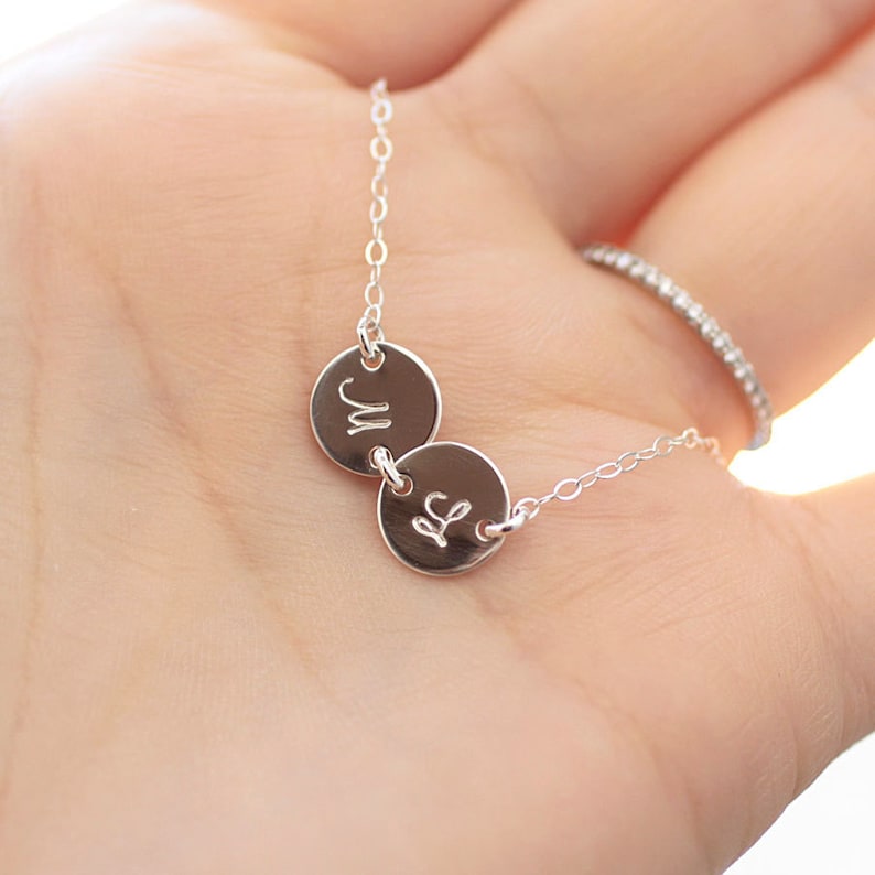 Two Initial Necklace Sterling Silver 2 Initial Charms - Etsy