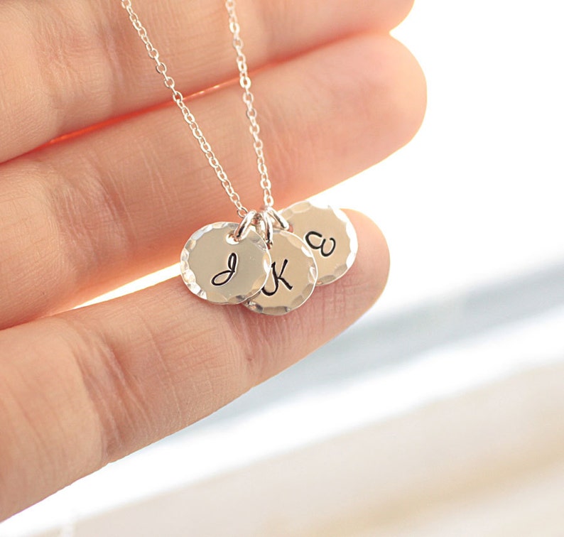 Three Initial Necklace Sterling Silver Three Letter - Etsy