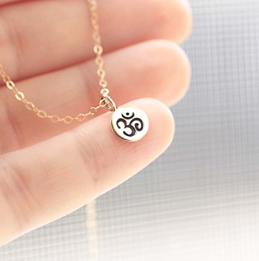 Ohm Necklace Tiny Om Charm Gold Filled Necklace Spiritual - Etsy