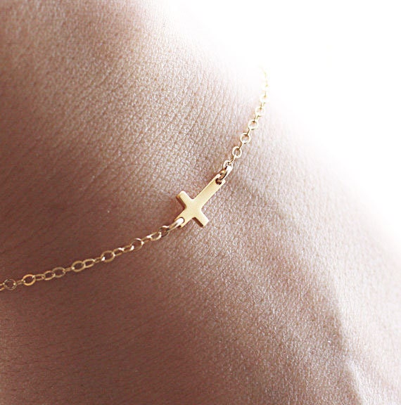Sideways Cross Bracelet Tiny Cross Charmsterling Silver - Etsy