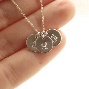 Three Initial Necklace, Sterling Silver, Three Letter Necklace, Hand ...