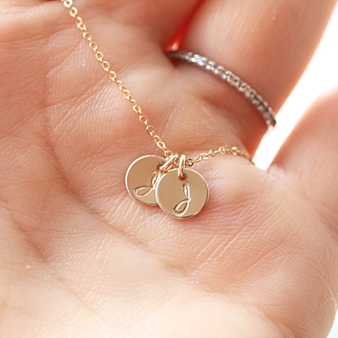 Teeny Tiny Initial Necklace Gold Filled Necklace Initial | Etsy