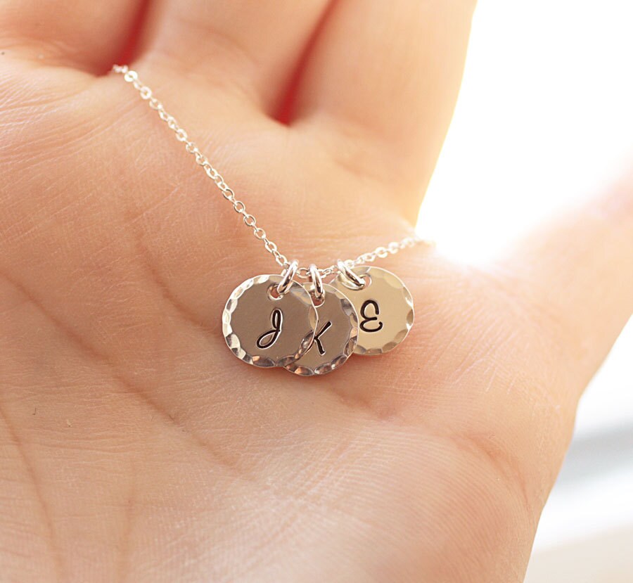 Three Initial Necklace Sterling Silver Three Letter | Etsy