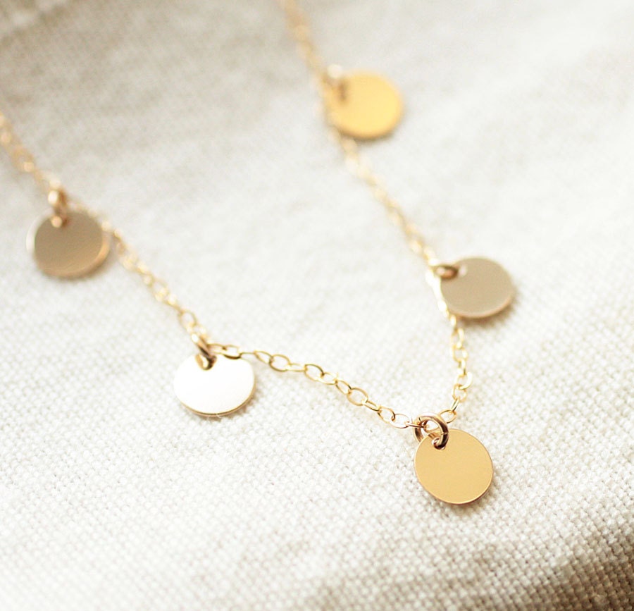 Tiny Gold Coin Necklace Multi Disc Necklace Tiny Gold Disc - Etsy