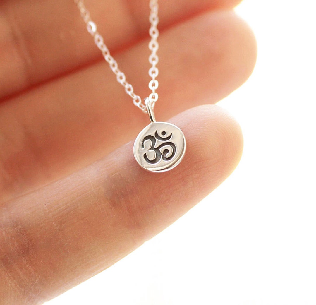 Ohm Necklace Tiny Om Charm Sterling Silver Necklace - Etsy