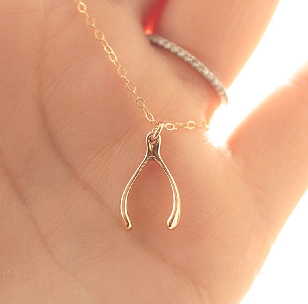 Gold Wishbone Necklace, Graduation Gift, Good Luck Charm, Tiny Wishbone ...