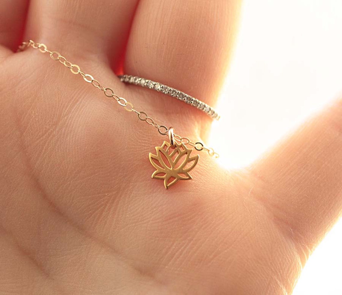 Tiny Lotus Necklace Lotus Flower Charm Tiny Charm Necklace - Etsy Tiny Lotus Necklace Lotus Flower Charm Tiny Charm Necklace - Etsy