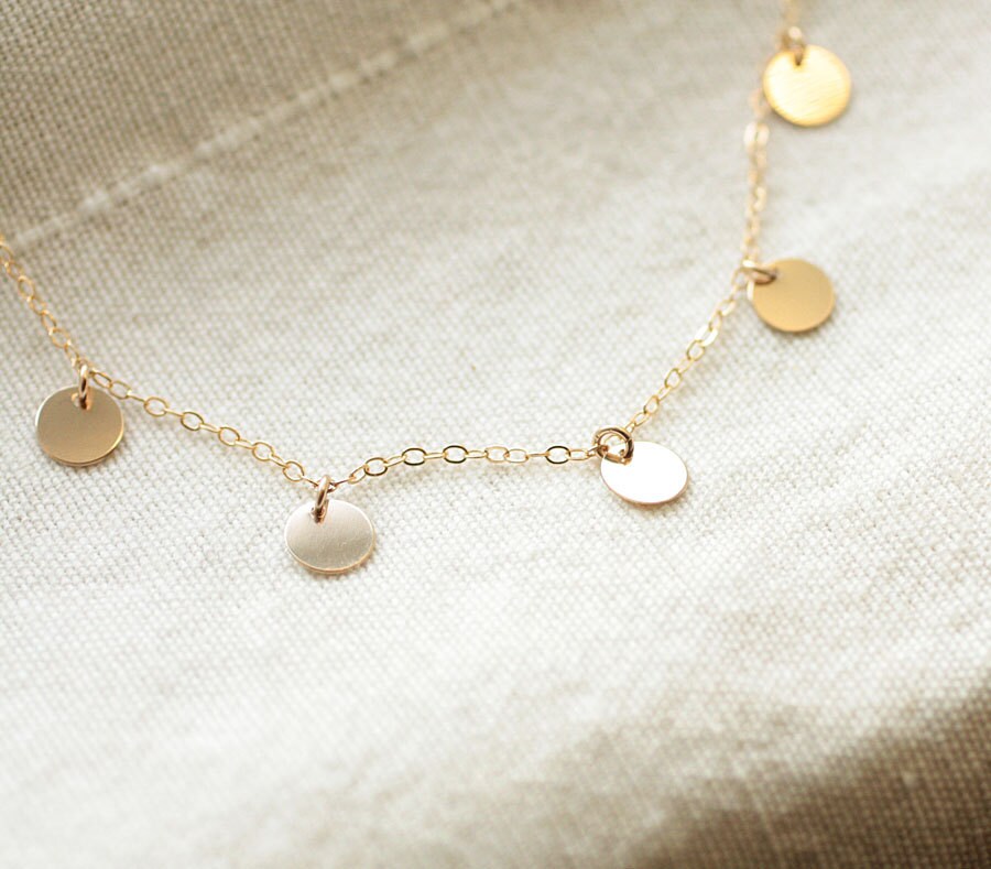 Tiny Gold Coin Necklace Multi Disc Necklace Tiny Gold Disc - Etsy