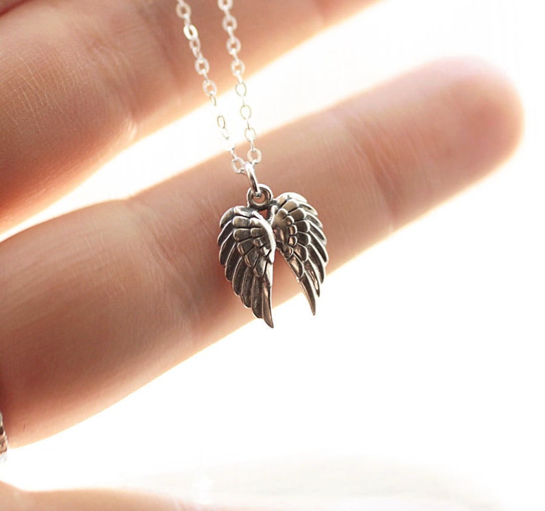 Sterling Silver Angel Wing Necklace Angel Wings Charm Angel - Etsy