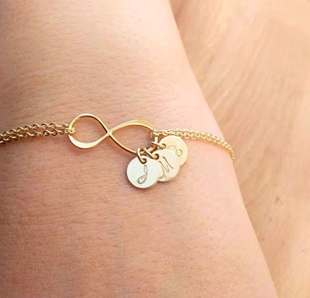 Gold Infinity Bracelet, Personalized Infinity Bracelet, Initial ...