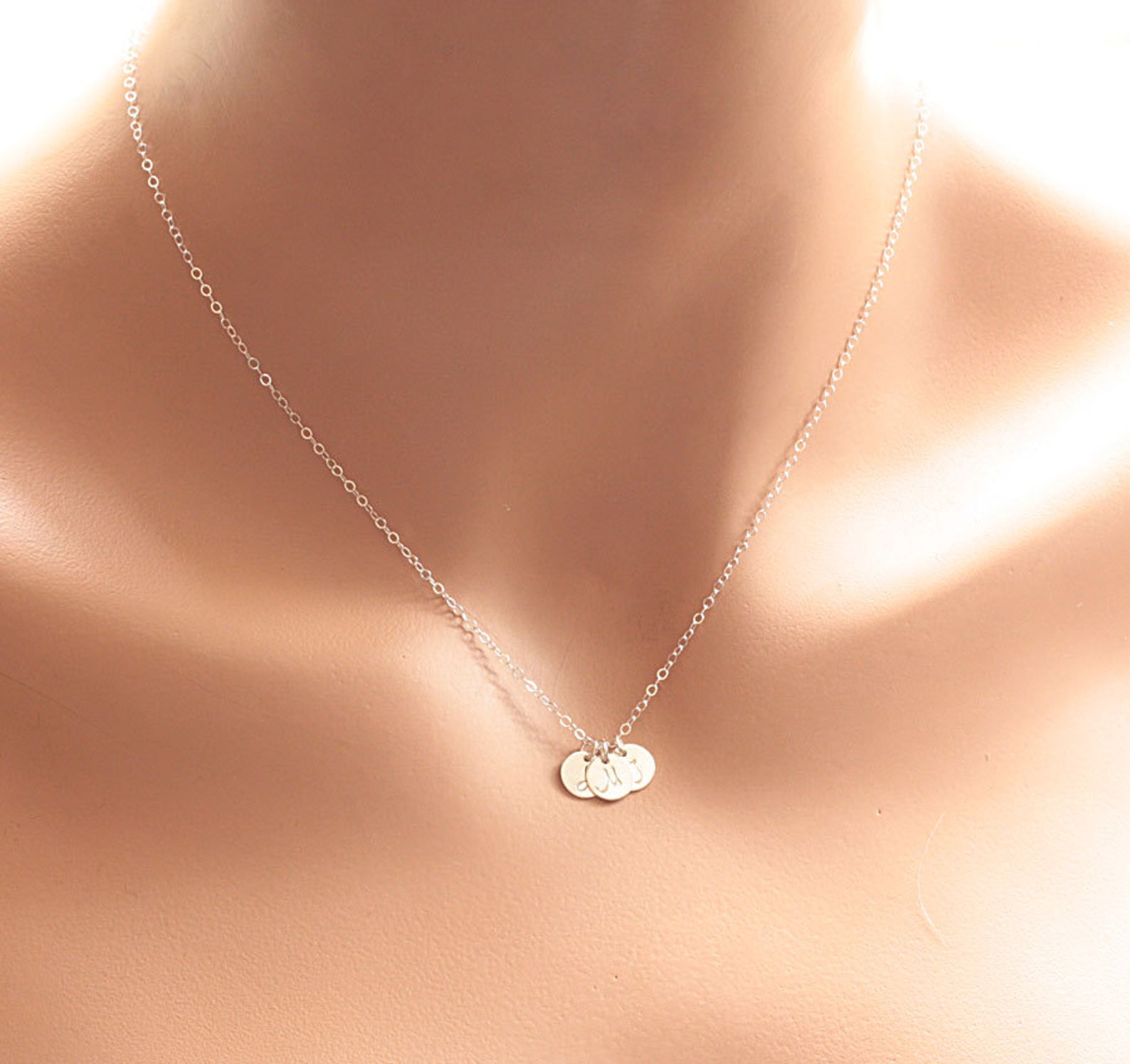 Teeny Tiny Initial Necklace Sterling Silver Necklace Hand - Etsy
