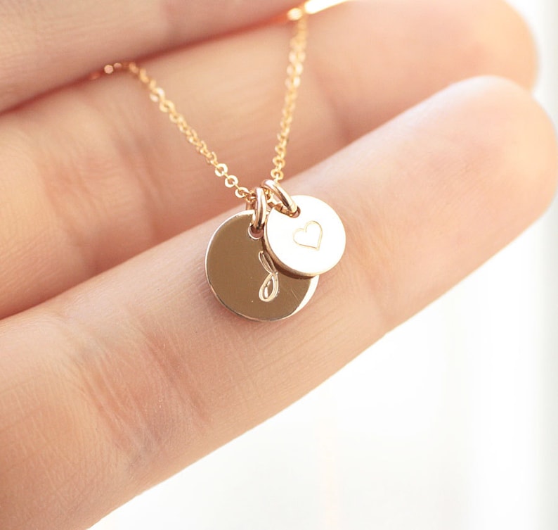 Initial Necklace Big & Little Disc Necklace Gold Filled - Etsy
