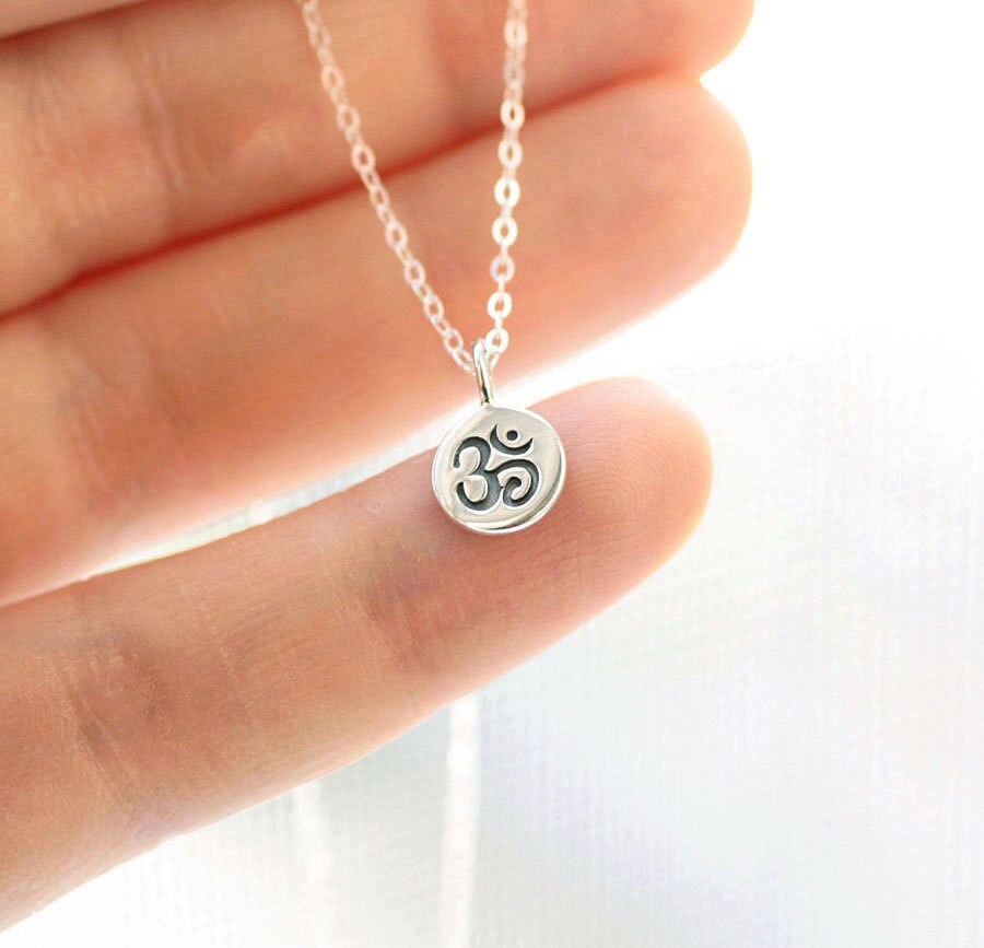 Ohm Necklace Tiny Om Charm Sterling Silver Necklace - Etsy