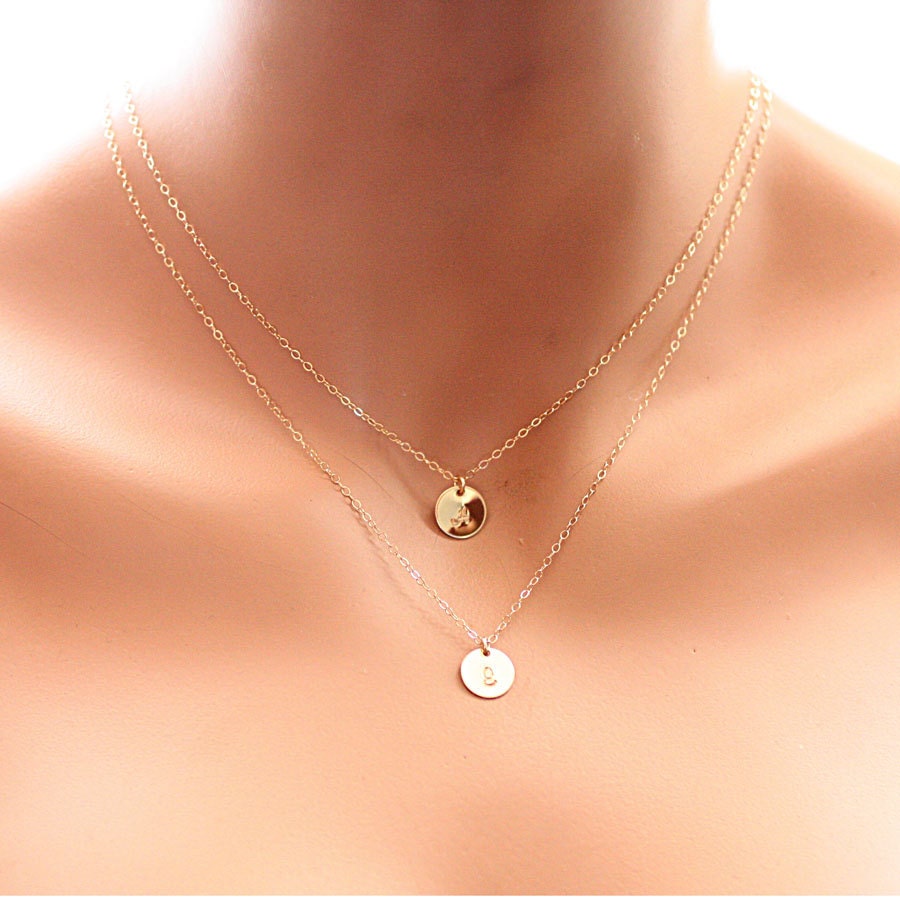 Layering Initial Necklaces Double Strand Necklace | Etsy