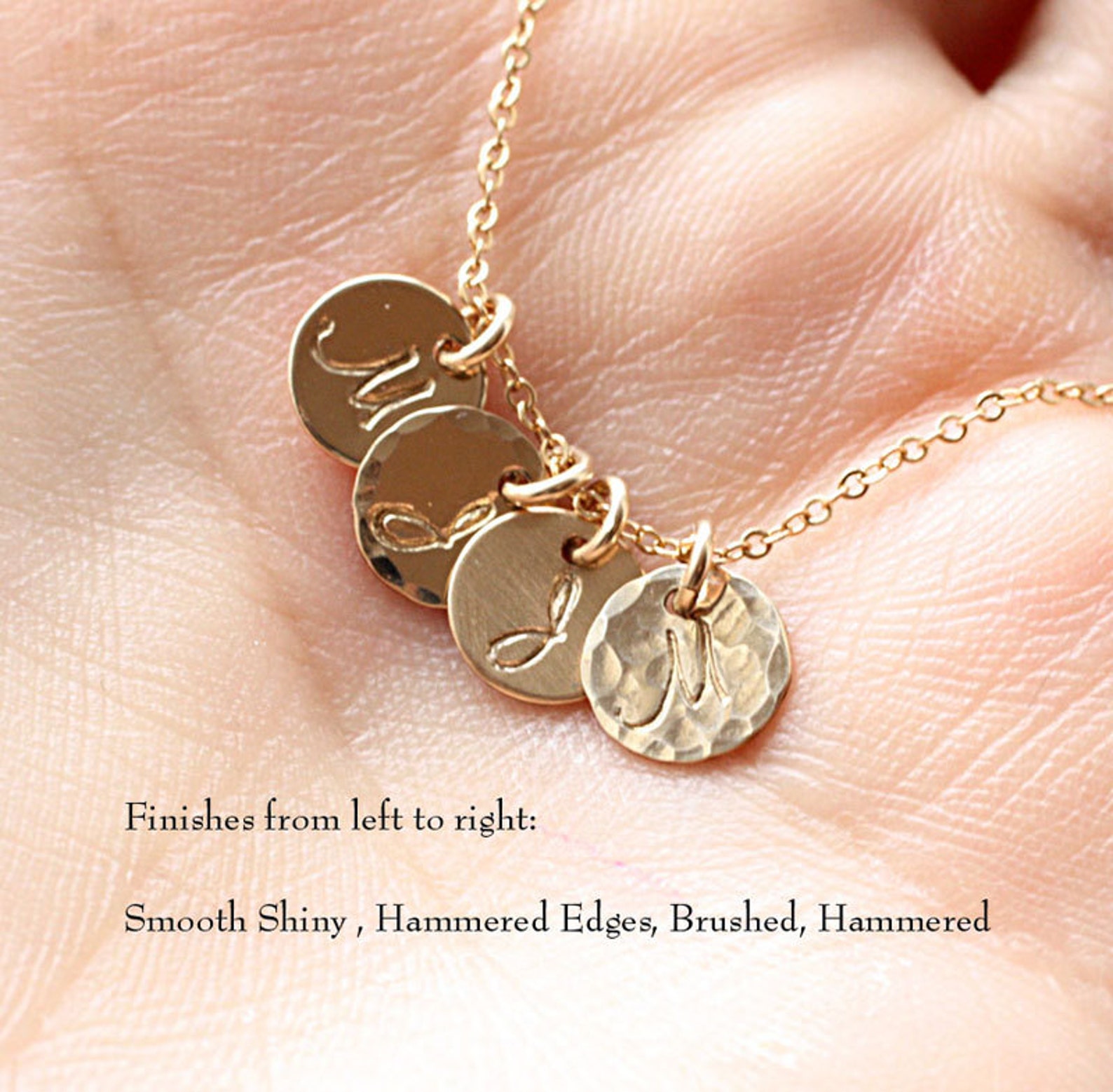 Tiny Gold Initial Necklace Brushed Disc Necklace - Etsy