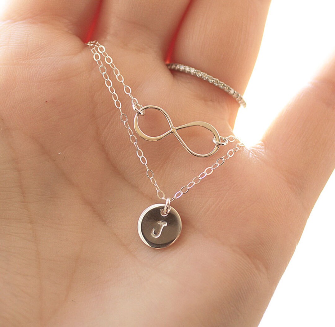 Double Strand Initial Necklace, Layered Necklace, Infinity Necklace ...