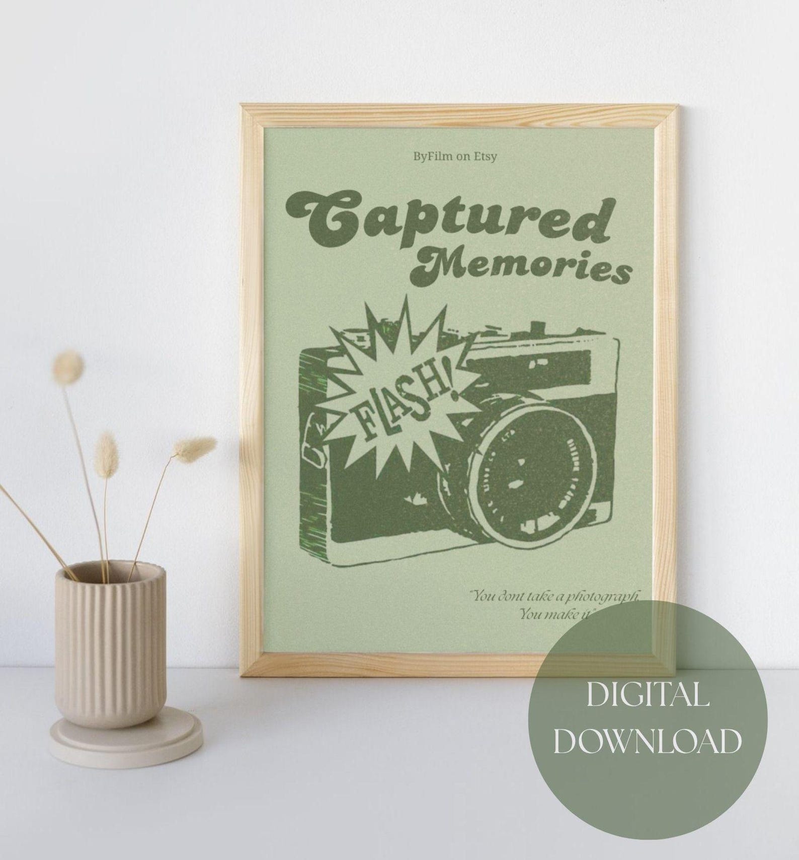 Captured Memories - Retro Digital Wall Art Poster, Vintage Camera ...