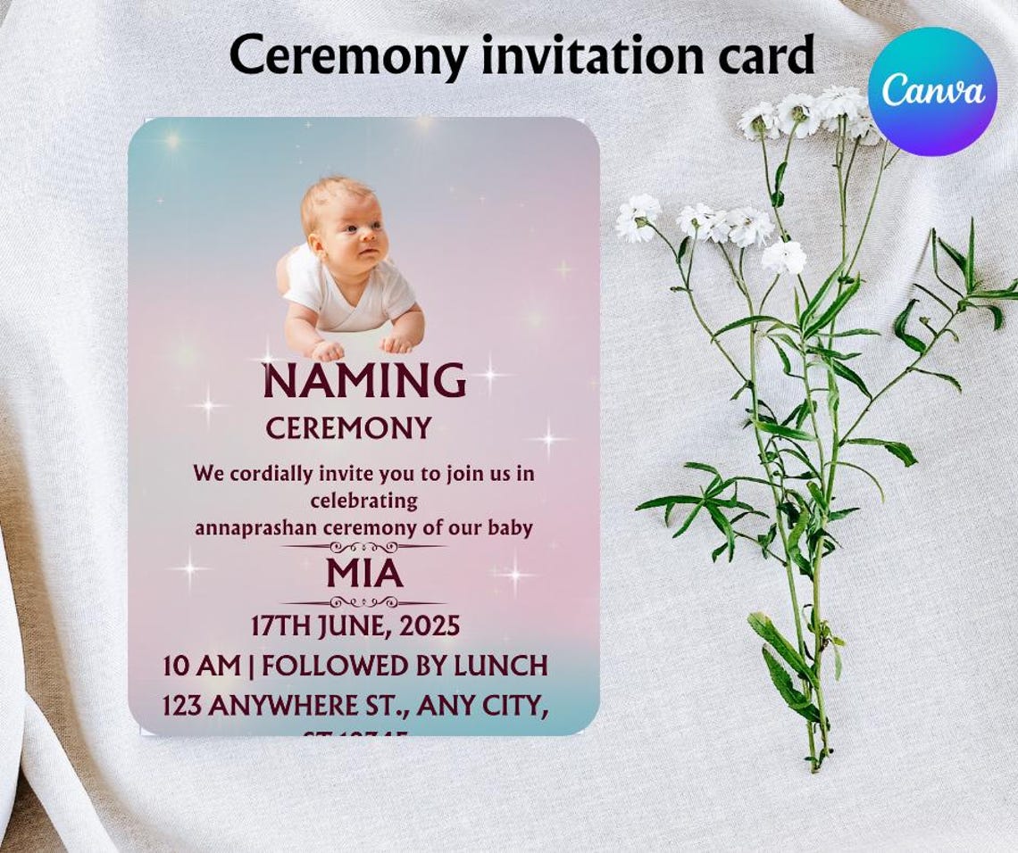 Editable Ceremony Invitation Template | Digital Download Card ...