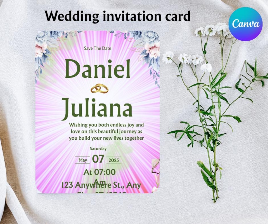 Editable Wedding Invitation | Printable Wedding Card Template | Digital ...