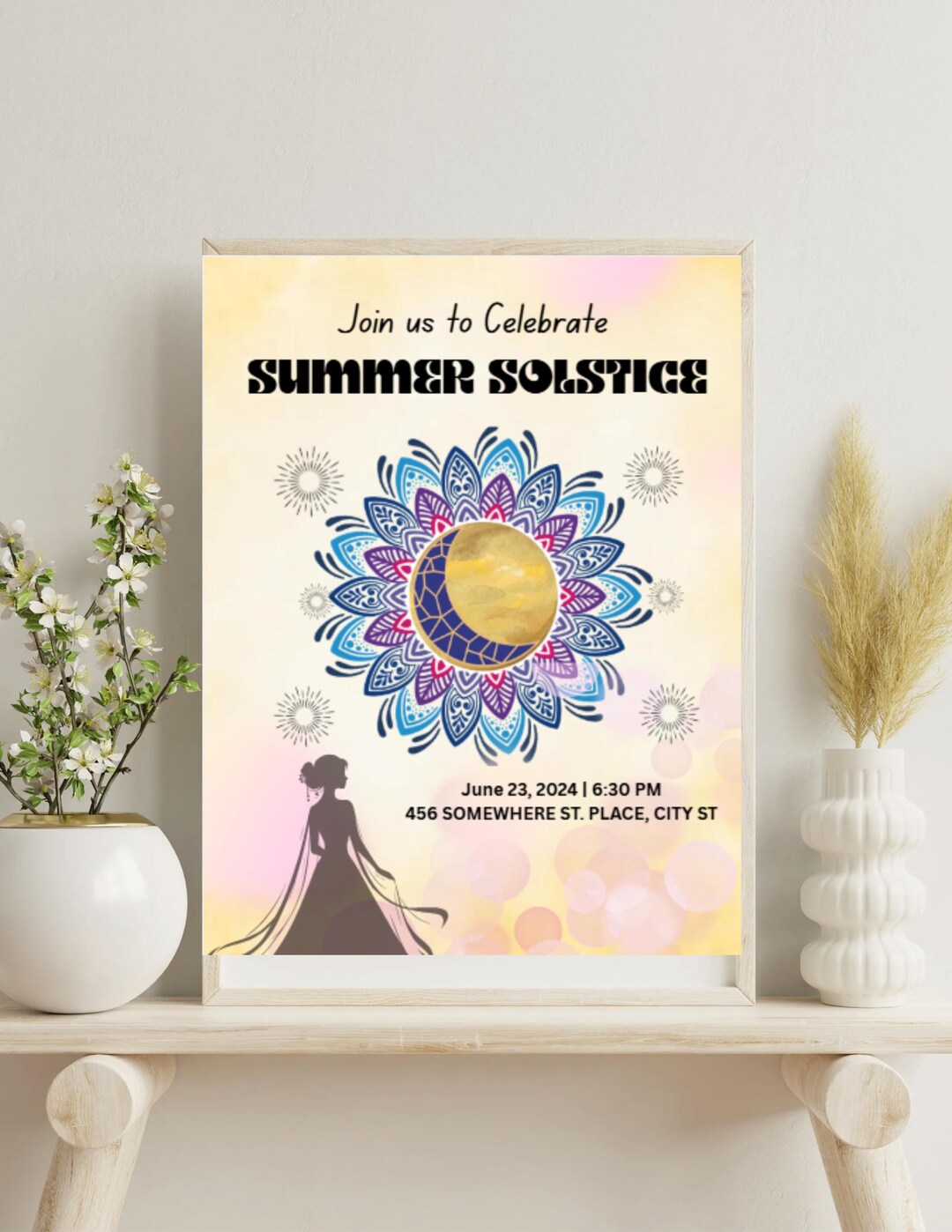 Celestial Summer Solstice Party Invite - DIY Printable Template for ...