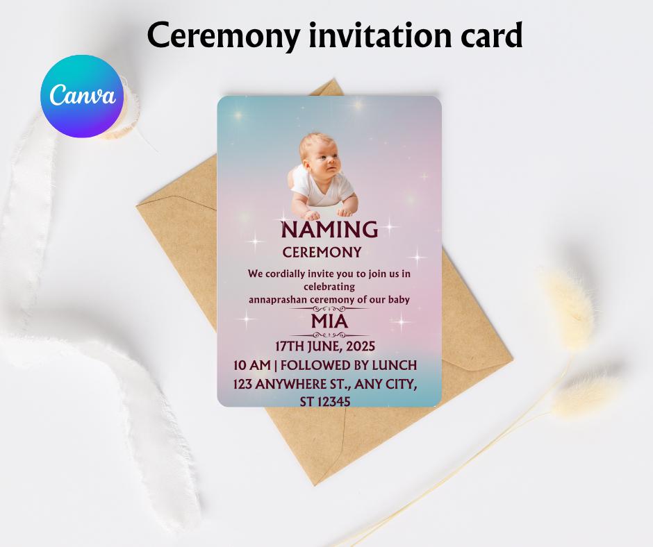 Editable Ceremony Invitation Template | Digital Download Card ...