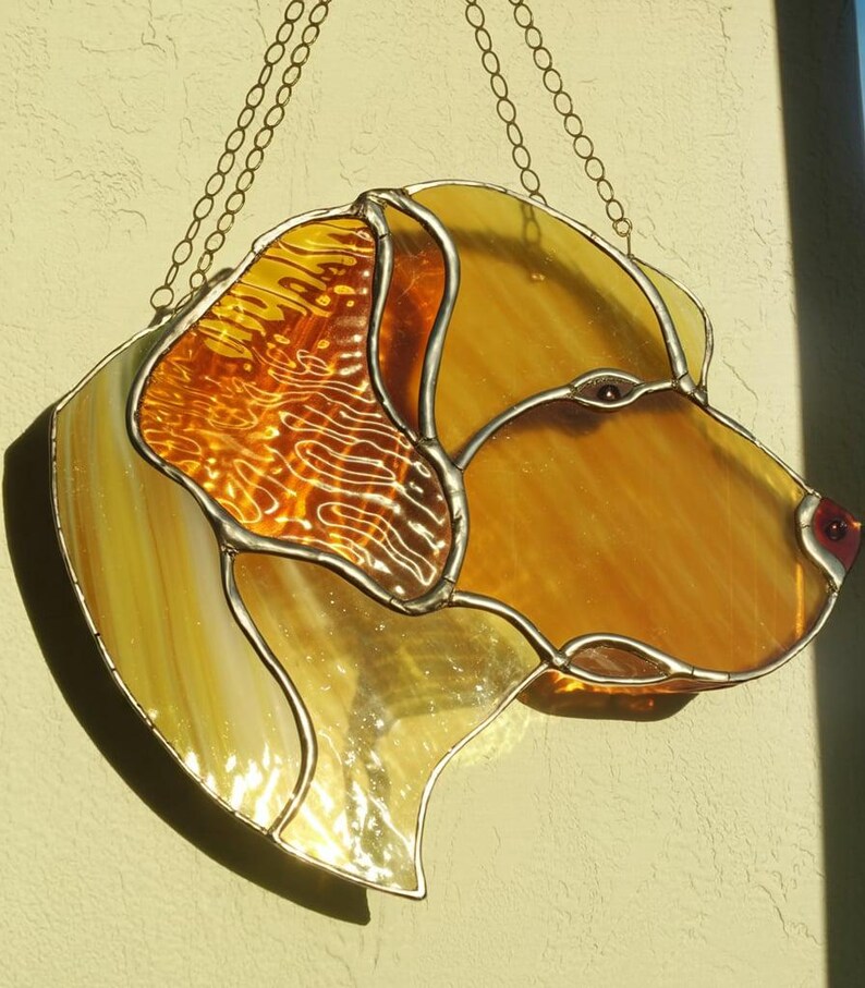 Custom Stained Glass Dog Portrait - Pet Memorial Suncatcher Window ...