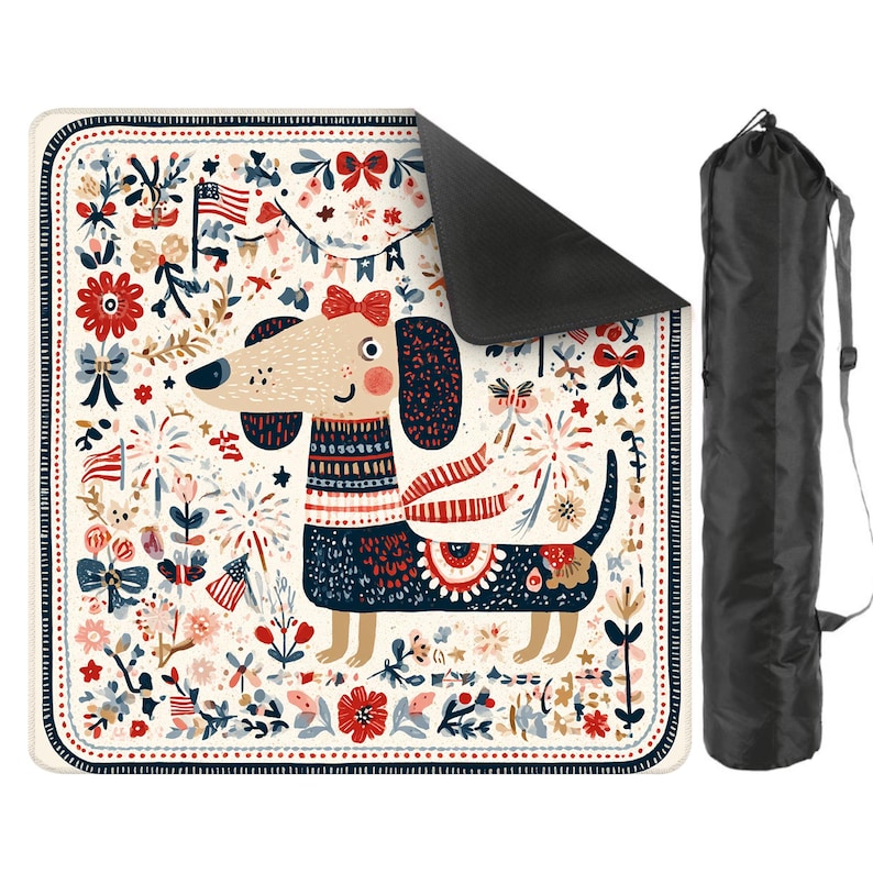 Patriotic Dachshund Mahjong, Americana Folk Art Game Table Mat, Custom ...