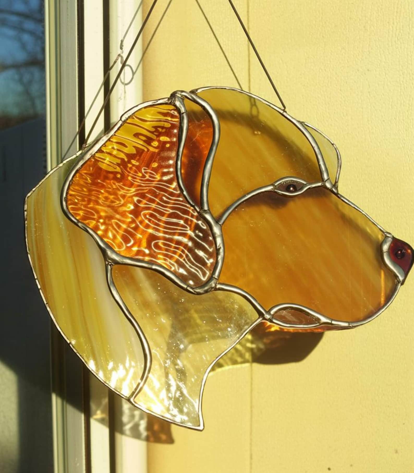 Custom Stained Glass Dog Portrait - Pet Memorial Suncatcher Window ...