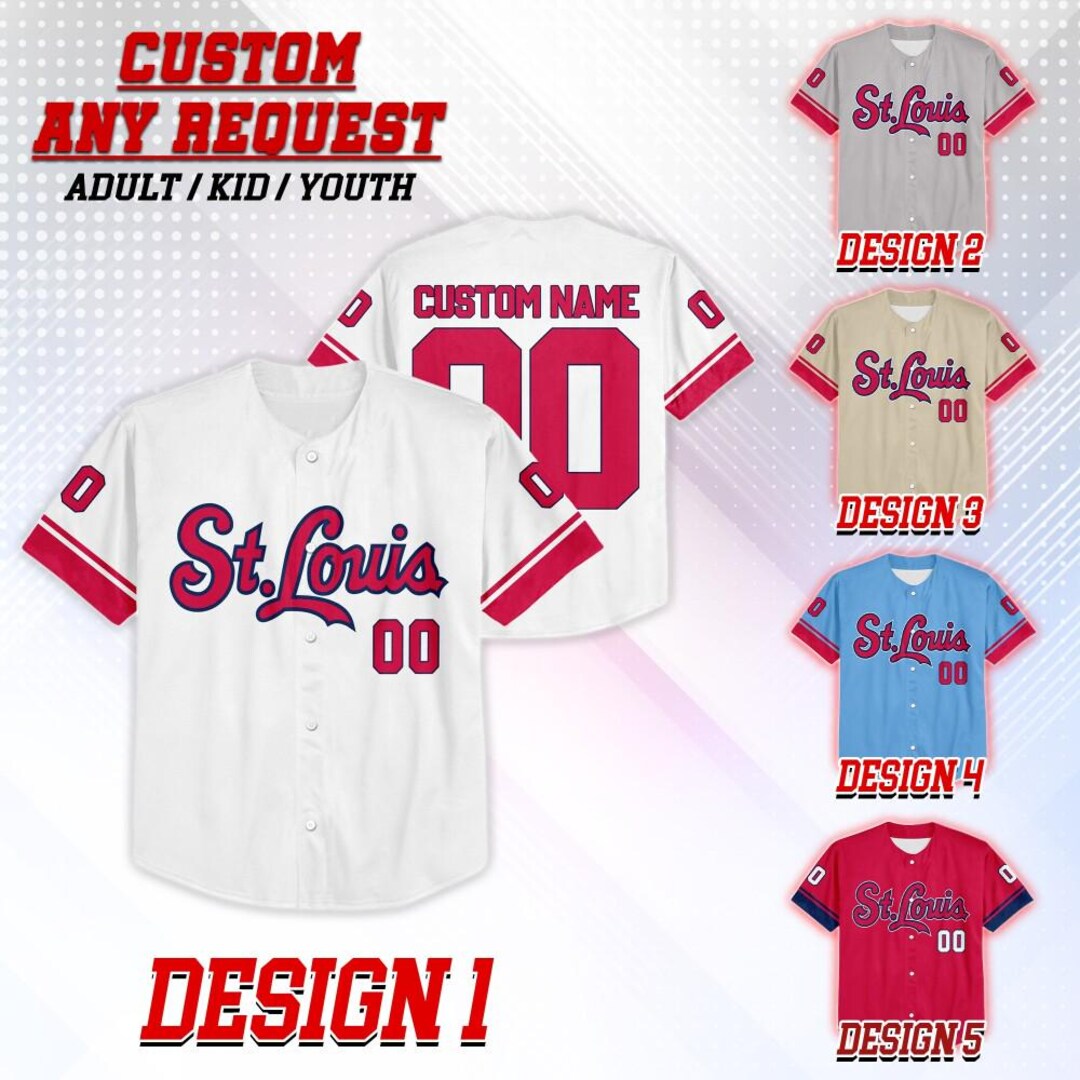 Custom St. Louis Baseball Team Uniform Jersey, Custom Name Number St ...