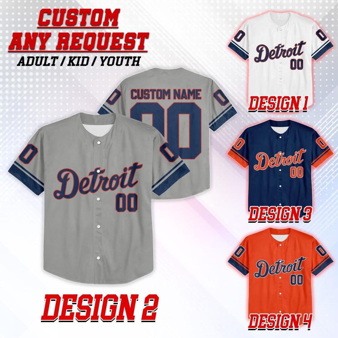 Custom Detroit Baseball Team Uniform Jersey, Custom Name Number Detroit ...