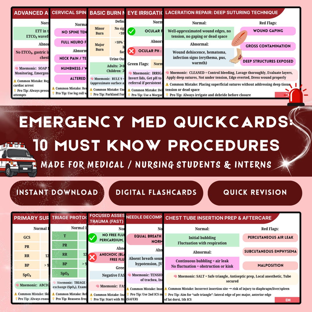 Emergency Medicine Flashcards: Clinical Procedures, Red Flags ...