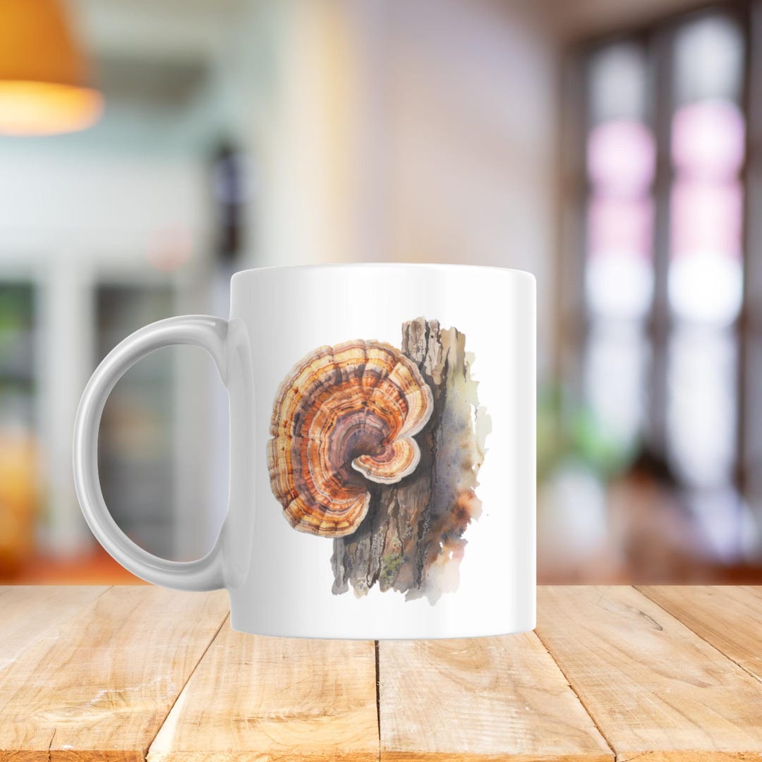 Ganoderma Lucidum Mug – Watercolor Reishi Mushroom Design – Spiritual ...