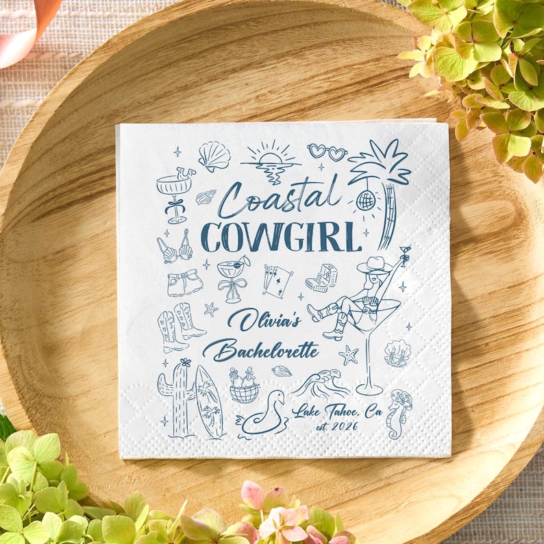 Coastal Cowgirl Bachelorette Napkins, Last Rodeo Cocktail Napkins ...