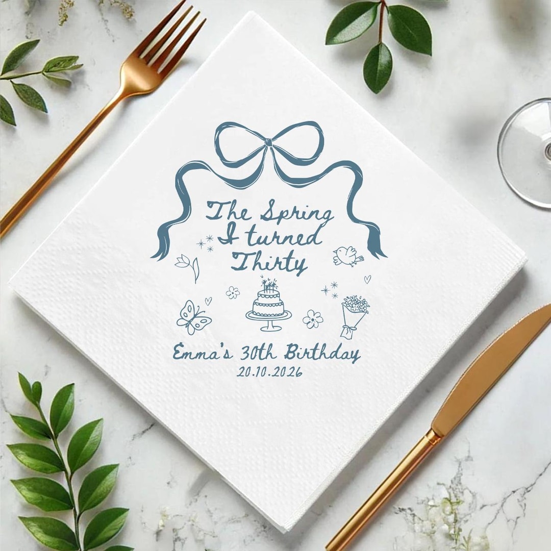 The Spring I Turned Age Birthday Napkins, Personalized Spring Floral ...