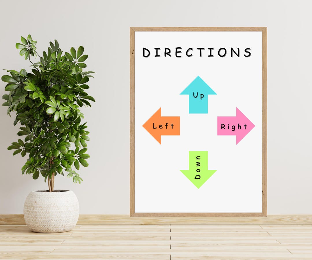 Rainbow Directions Chart: up Down Left Right - Classroom Decor (digital ...