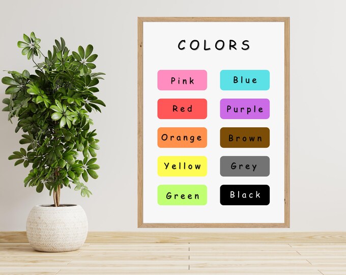 Rainbow Colors Educational Poster: Nursery Homeschool Decor (digital ...