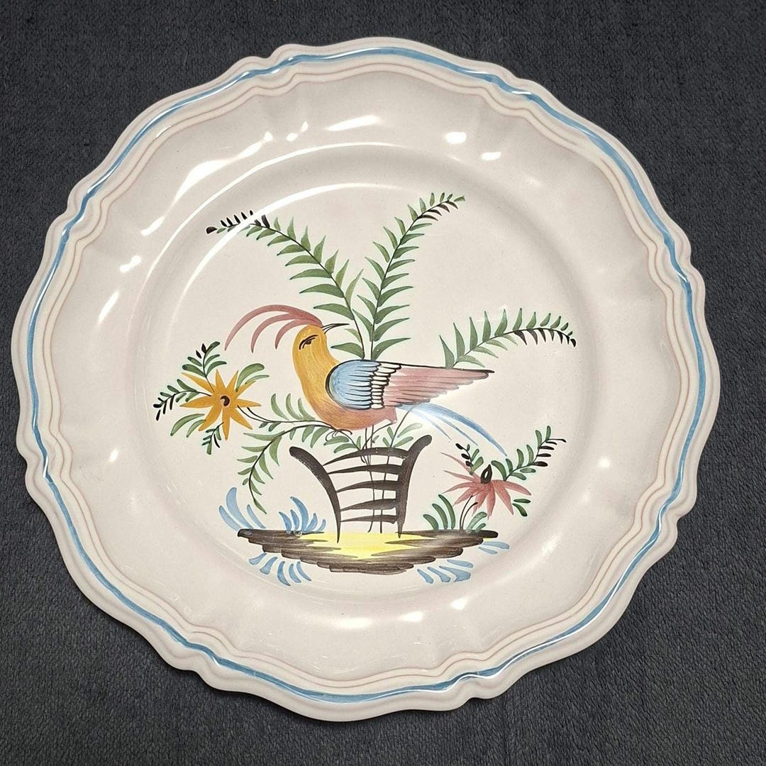 Vintage Moustiers Ceramic Plate Signed Lallier – Hand Painted Bird ...
