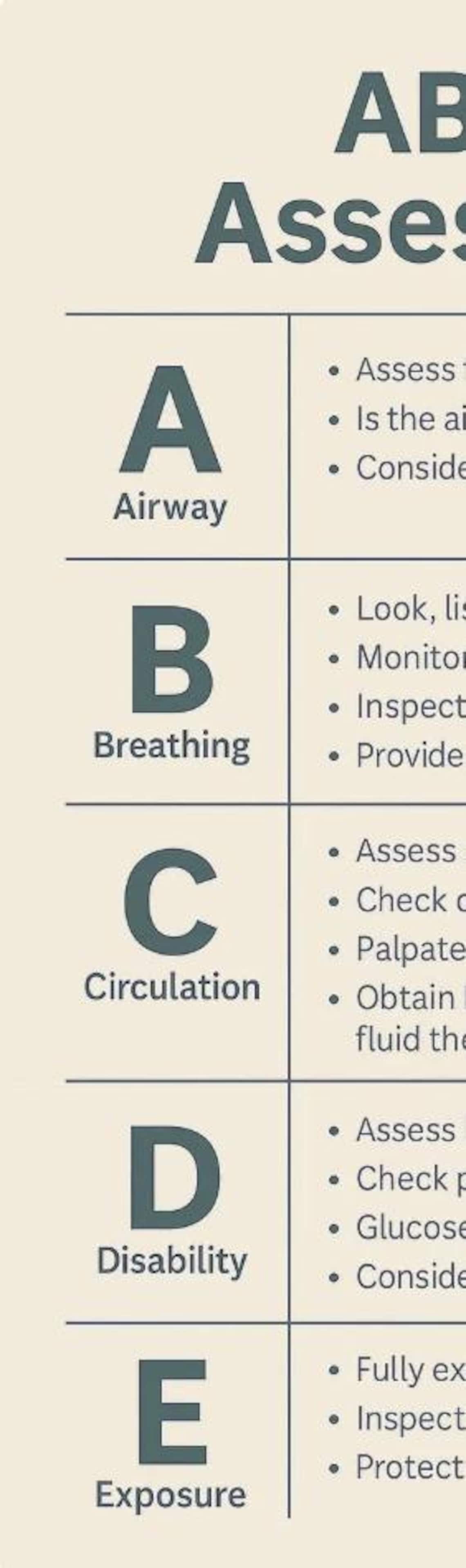 ABCDE Assessment Poster: Nursing Student Guide (printable & Digital) - Etsy