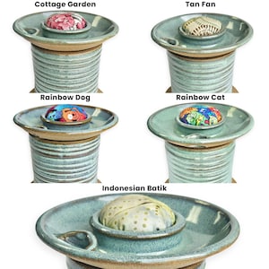 Green Sewing Station Caddy – Ceramic Spool Organizer With Pincushion ...