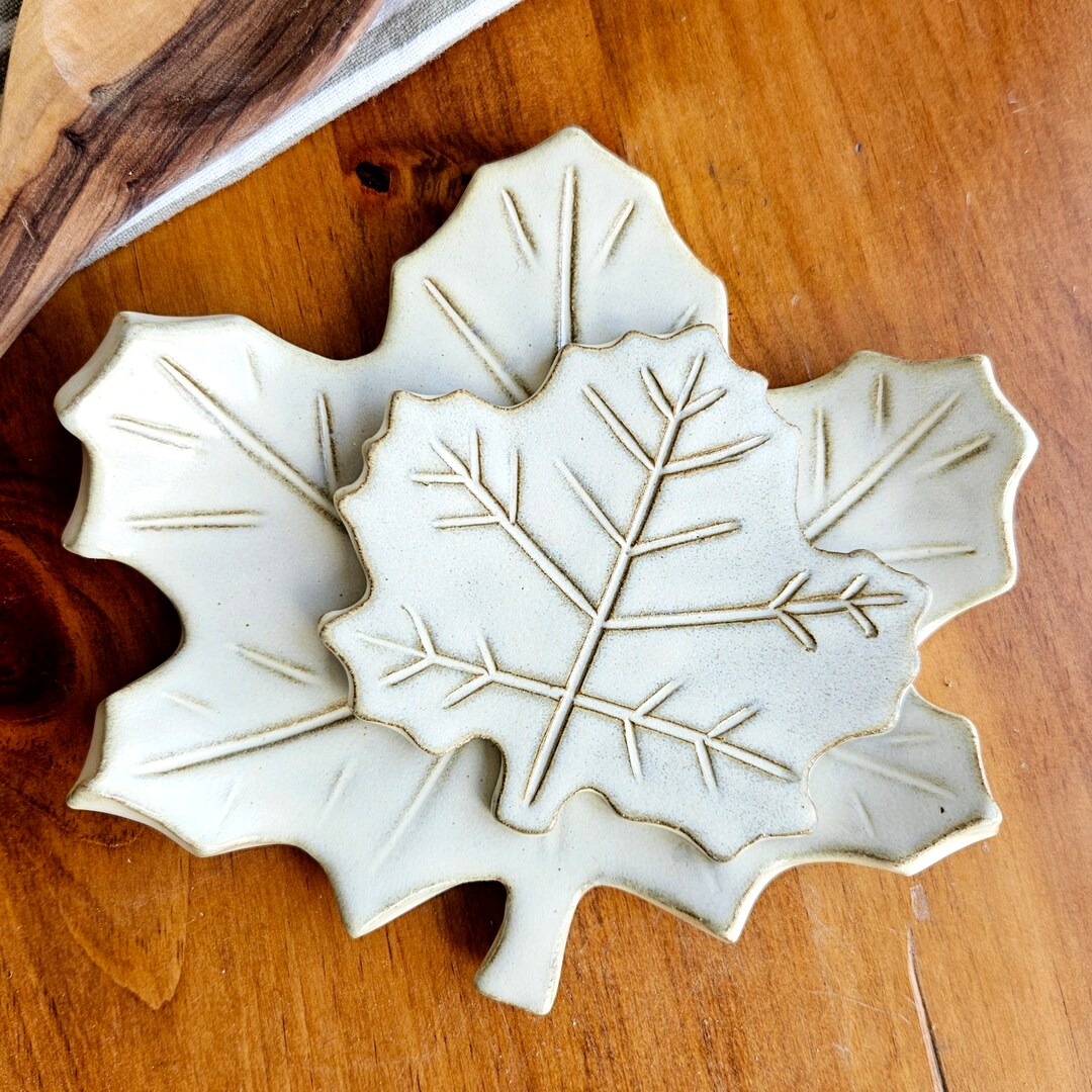 Maple Leaf Pottery Spoon Rest Set of 2 Large and Small - Rustic ...