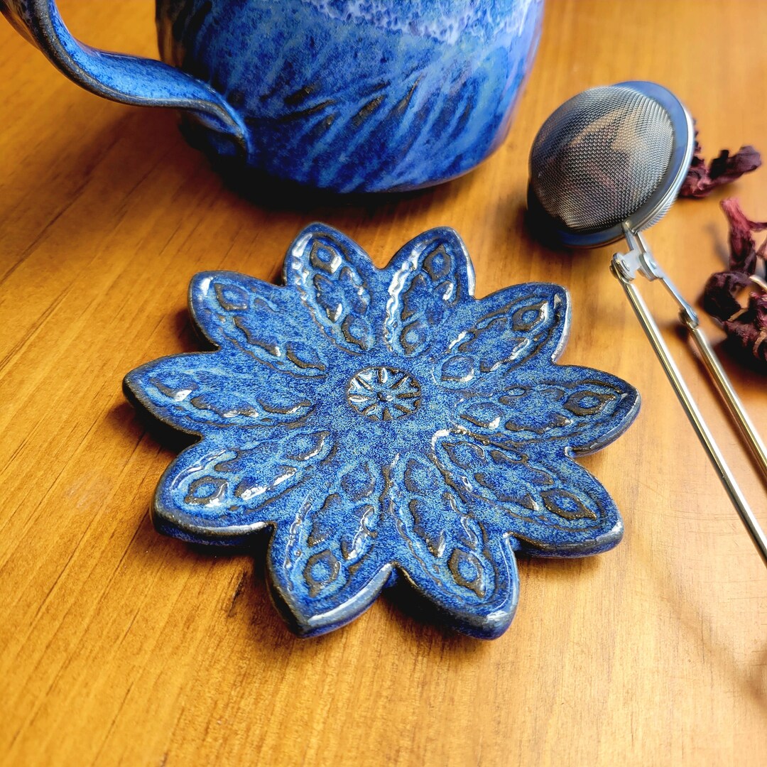 Flower Shaped Teaspoon Rest for Coffee Bar - Mini Ceramic Pottery Decor ...