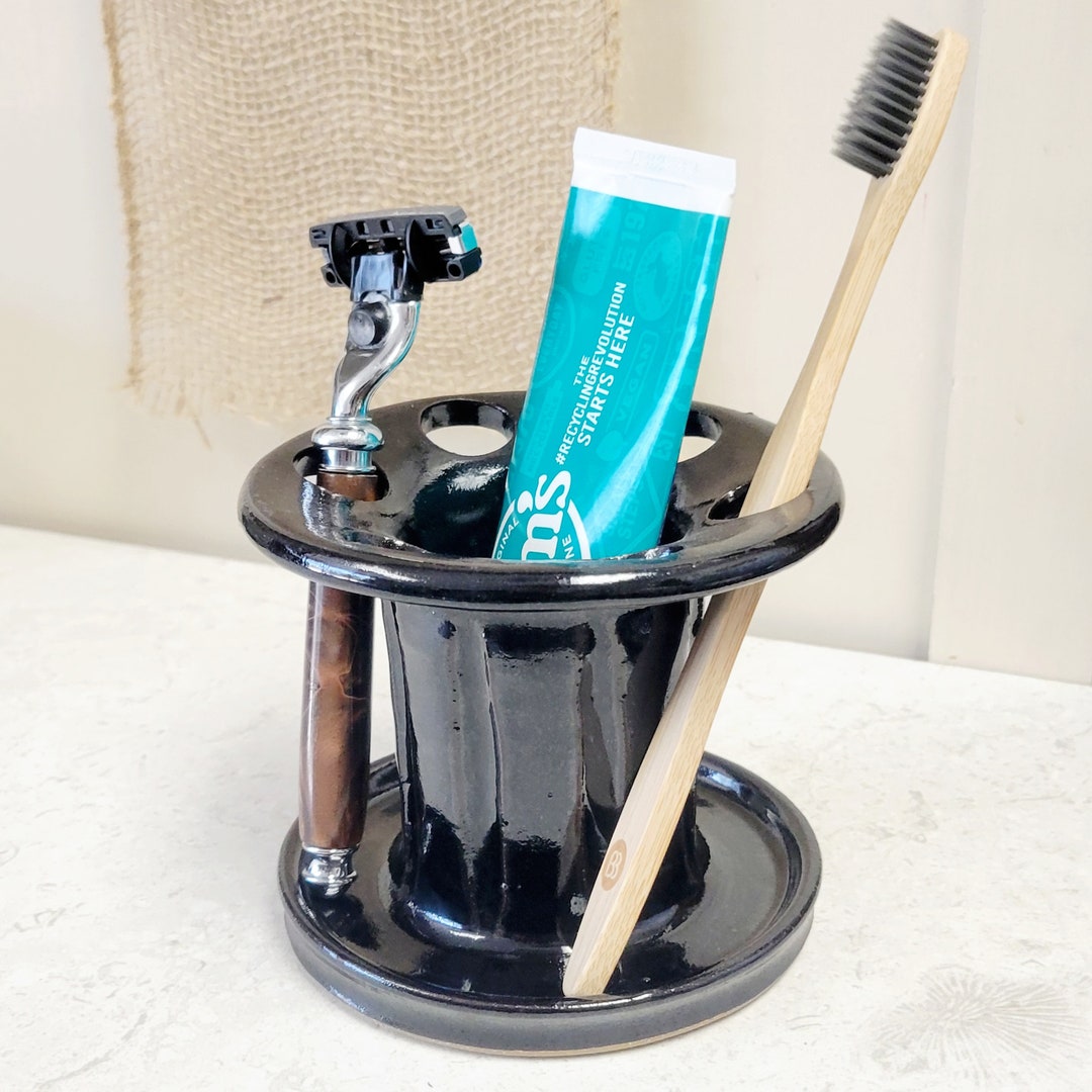 Toothbrush or Safety Razor Holder Stand Large Capacity 6 Slot in Gloss ...