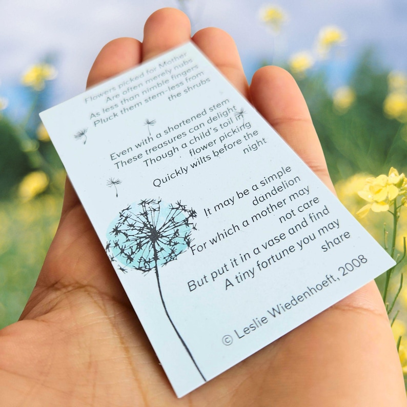 Dandelion Poem Card for Mom - Mother's Day Printable PDF DOWNLOAD - Etsy