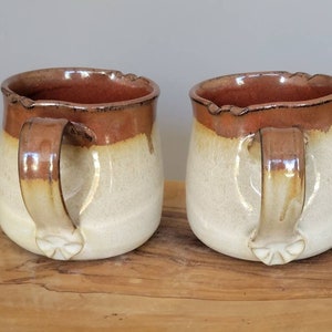 Set of 2 or 4 Large Asymmetrical Coffee Mugs in Rust Red Yellow - Etsy