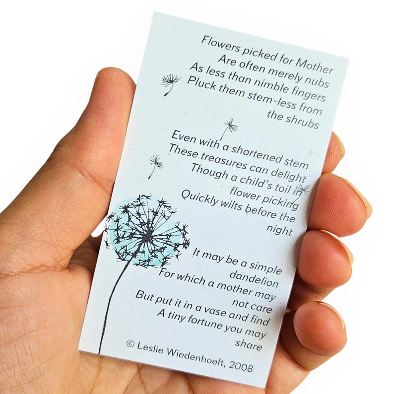 Dandelion Poem Card for Mom - Mother's Day Printable PDF DOWNLOAD - Etsy