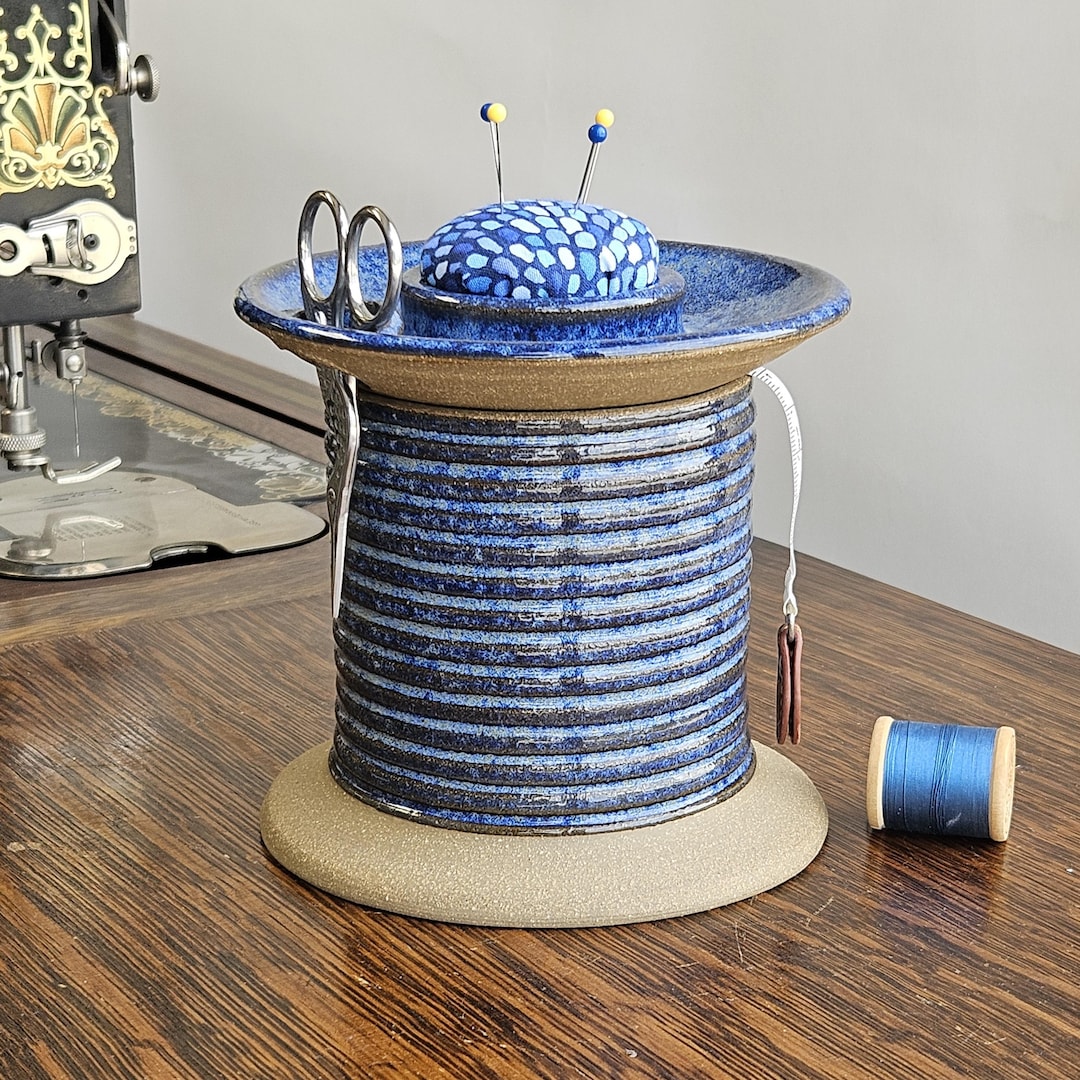 Handmade Ceramic Sewing Station Caddy: Pincushion & Bobbin Storage - Etsy