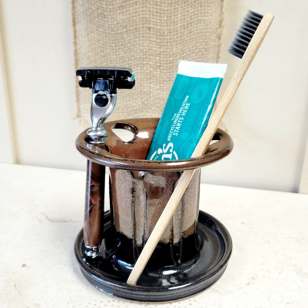 Handmade Ceramic Toothbrush Holder for Large Family - 6 Slot Tooth ...