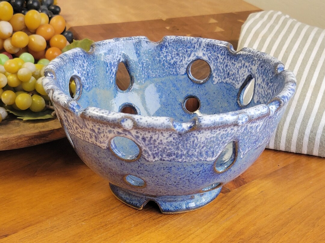 Ceramic Berry Colander Rinse Bowl Handmade Pottery Strainer Basket for ...