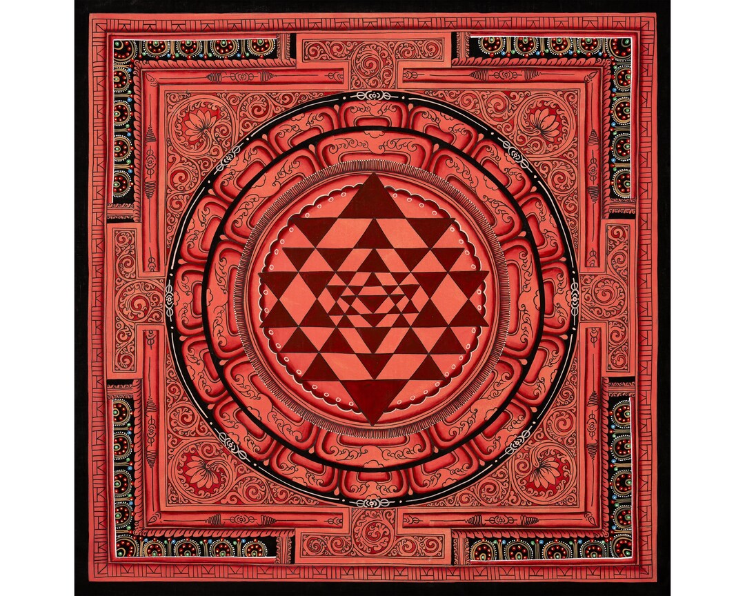 Handmade Shree Yantra Mandala Thangka: Himalayan Symbol Art - Etsy
